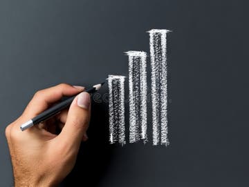A Hand Holding a Pencil Drawing a Bar Chart on a Blackboard Stock Image ...