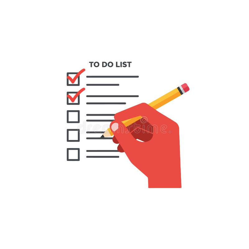 Hand Holding Pencil Marking Checked Items on To-do List Stock ...