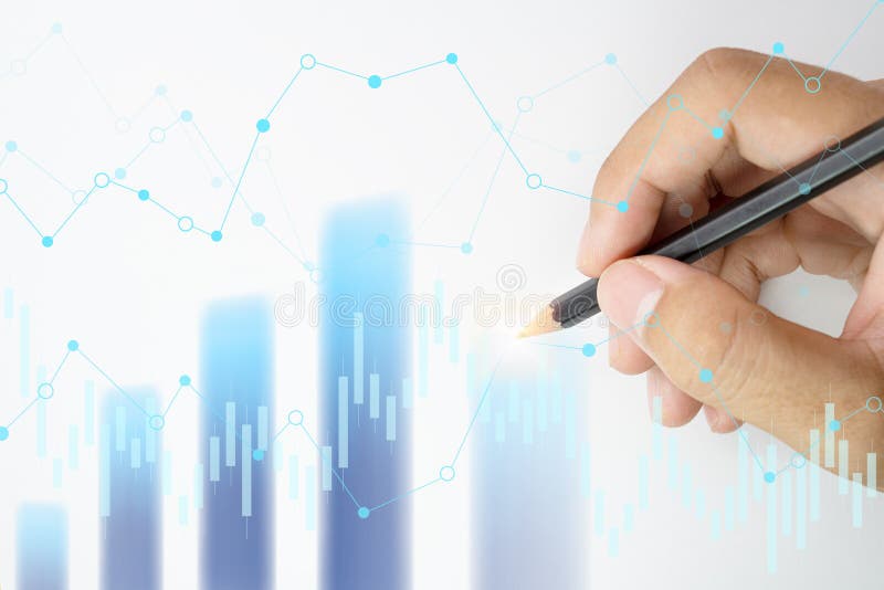 Hand Holding Pencil Points To the Graph Analysis on Monitor Screen ... Hand Holding Pencil Points To the Graph Analysis on Monitor Screen ...