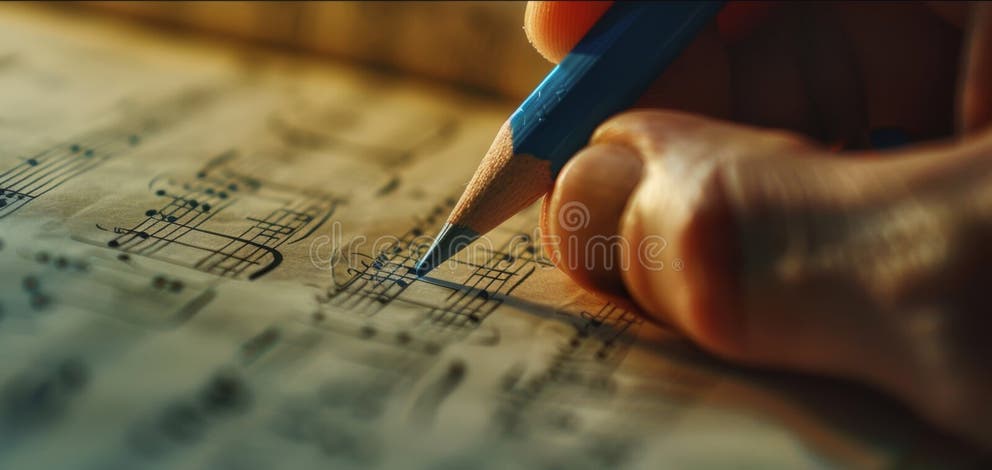 The Pencil on Music Sheet.AI Generated Image Stock Photo - Image of ...