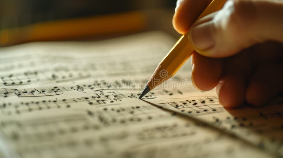 The Hand Writing Music Notes.AI Generated Image Stock Image - Image of ...