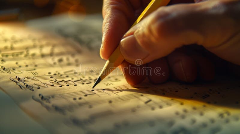 The Hand Writing Music.AI Generated Image Stock Image - Image of ...