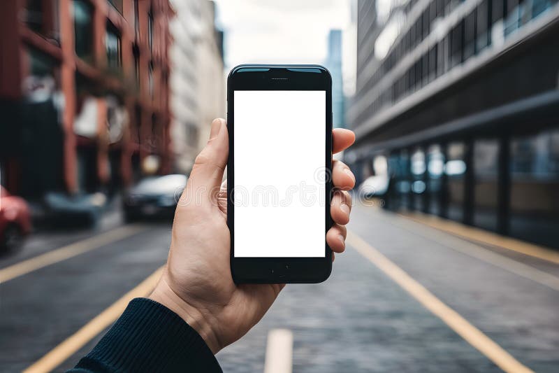 Hand Holding Phone with Blank Screen for Advertising Stock Illustration ...