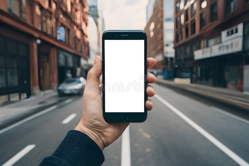 Hand Holding Phone with Blank Screen for Advertising Stock Illustration ...