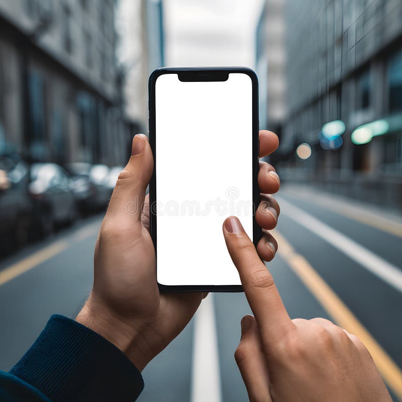 Hand Holding Phone with Blank Screen for Advertising Stock Illustration ...