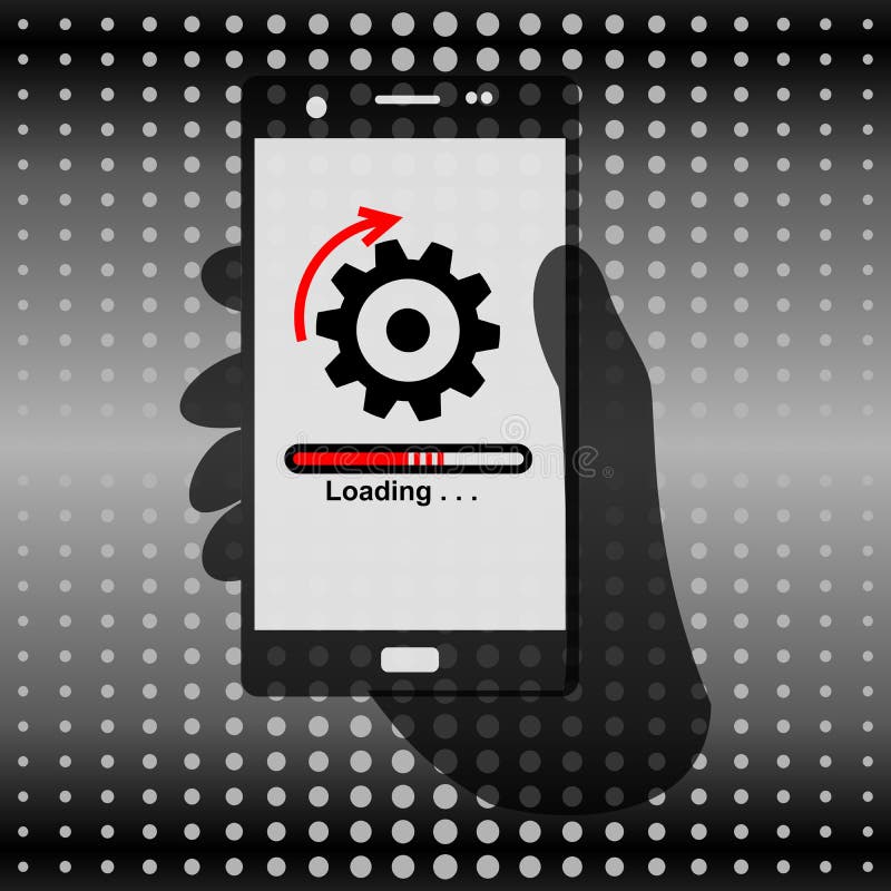 Hand Holding Phone for Business Communication. Icon Loading on the ...