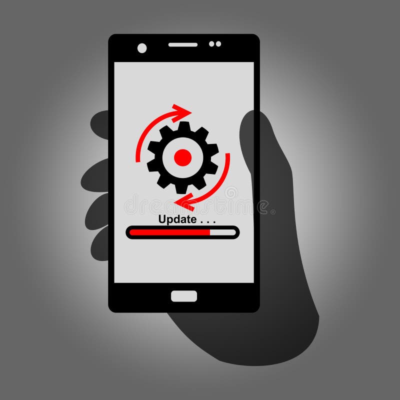 Hand Holding Phone for Business Communication. Icon Update on the ...