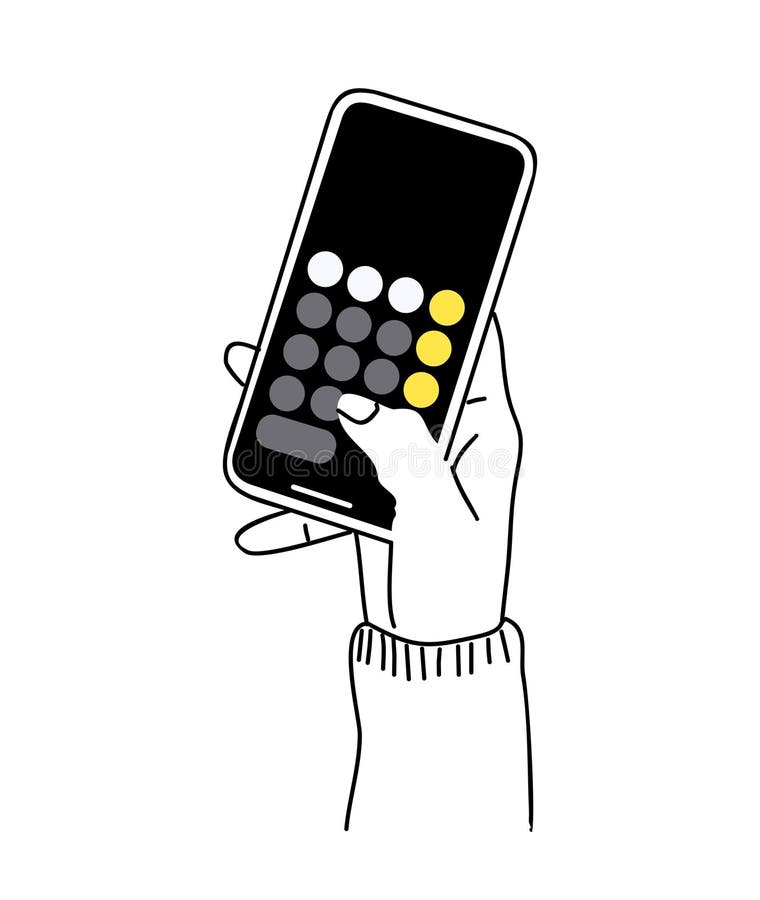 Hand Holding Phone with Calculator App on Screen. Stock Vector ...