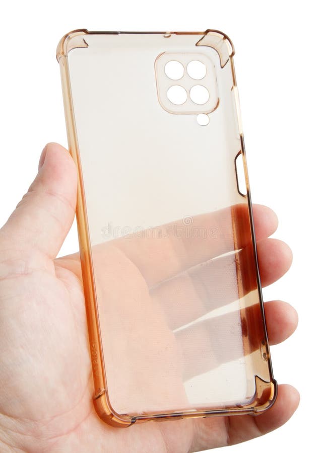 A Hand Holding a Phone with a Clear Case Stock Photo - Image of ...