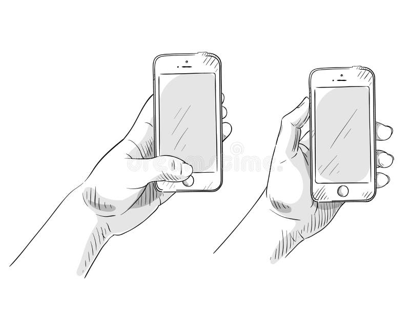 Hand Holding Phone Drawing Stock Illustrations – 4,686 Hand Holding ...