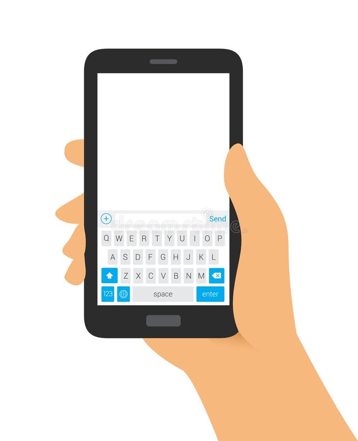 Hand Holding Phone with Keyboard Stock Vector - Illustration of ...
