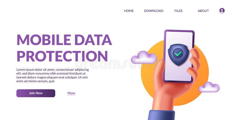 Hand Holding Phone Mobile Data Protection. Personal Privacy Security ...