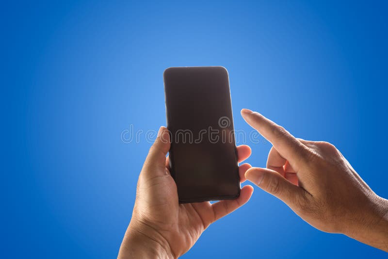 Hand Touching Phone Mobile Screen Isolated on White, Mock Up Smartphone ...