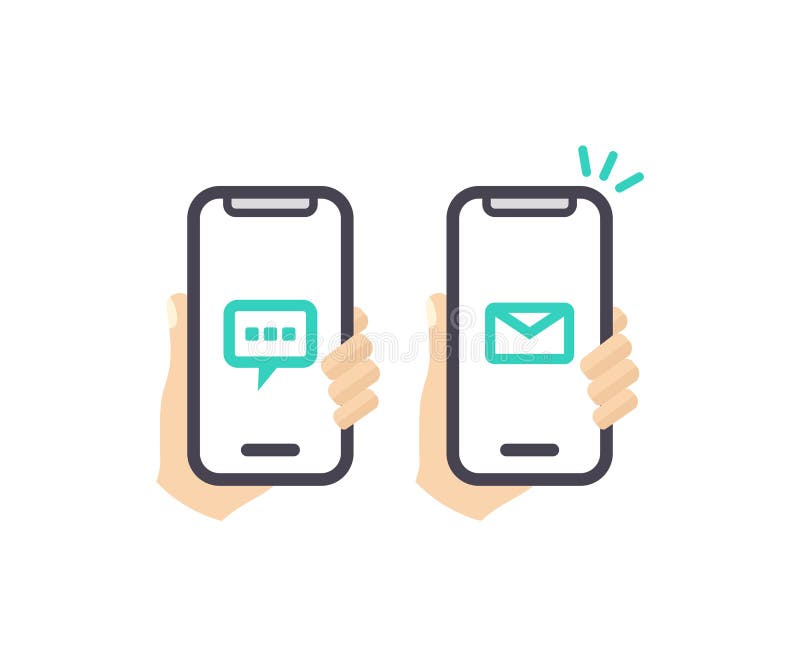 Hand Holding Phone with Online Messages Logo Design. Phone Online ...