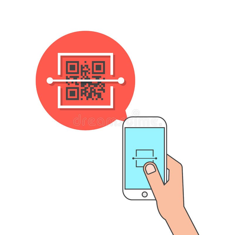 Hand Scanning QR Code In Mobile Phone. Barcode, Qrcode Scanning In App ...