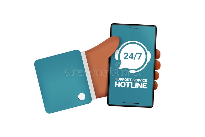 Hand Holding Phone Support Hotline - Vector Illustration Isolated on ...