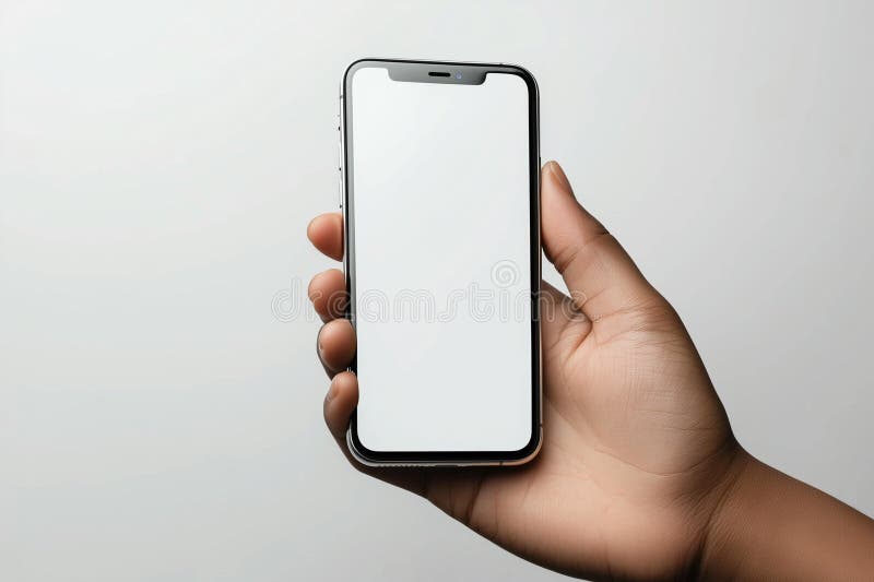 Hand Holding Phone with White Background. Human Finger Showing ...