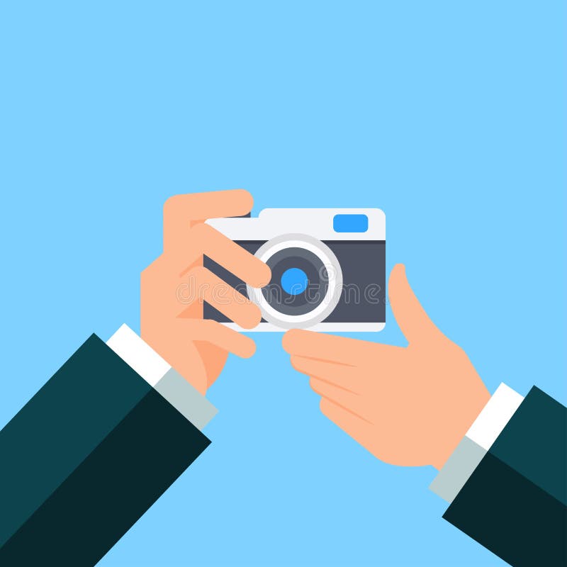 Hand Holding Photo Camera Photography Flat Design,Vector Illustration ...