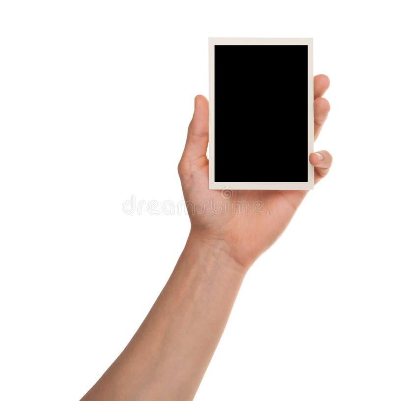 Hand Holding Photo Frame Isolated on White with Clipping Path Stock ...