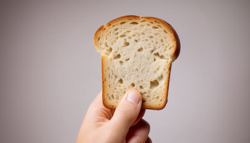A Hand Holding a Piece of Bread Stock Illustration - Illustration of ...