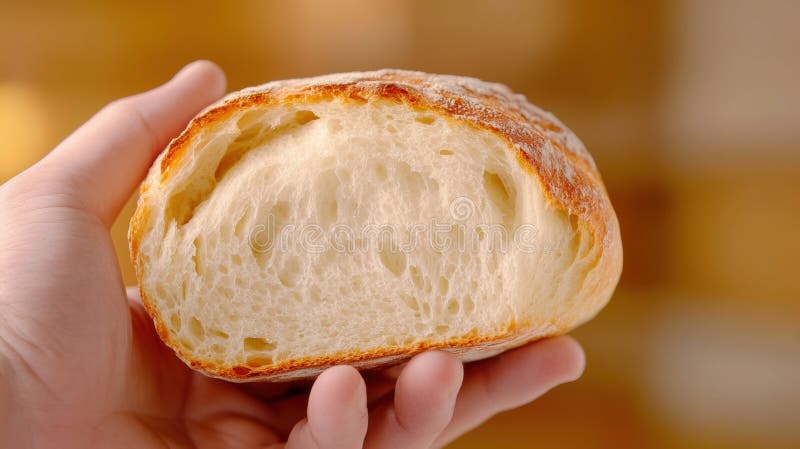 A Hand Holding a Piece of Bread with Some Crust on it, AI Stock Photo ...