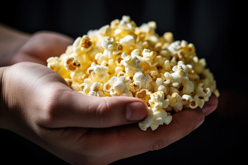 Hand Holding a Piece of Popcorn Up Close Stock Photo - Image of closeup ...