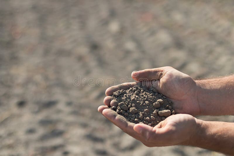 Hand Holding a Pile of Soil Above the Ground. Stock Image - Image of ...