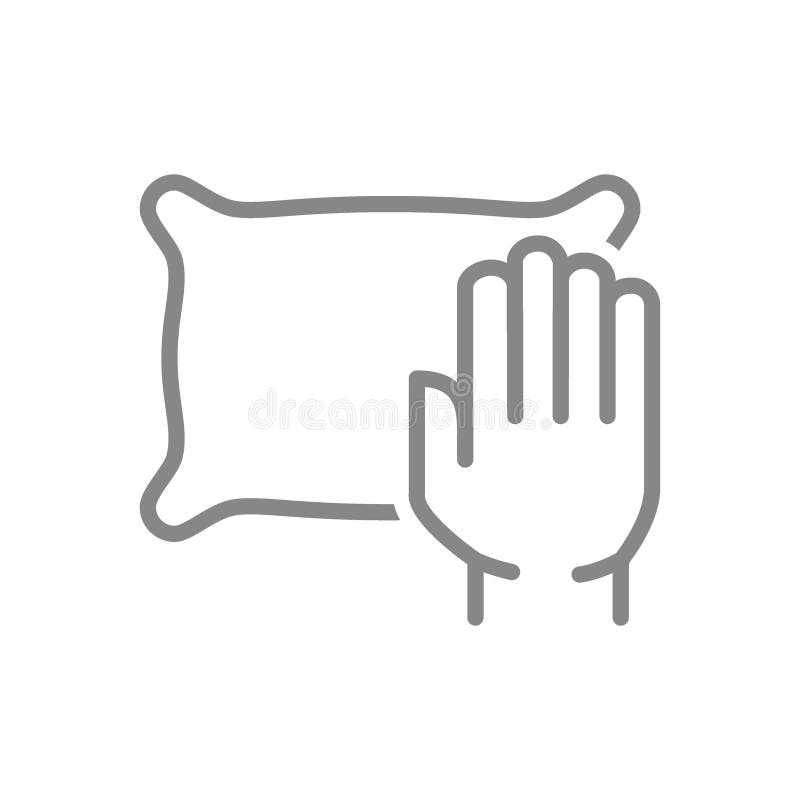 Hand Holding Pillow Line Icon. Comfortable Fluffy Pillow Symbol. Vector ...