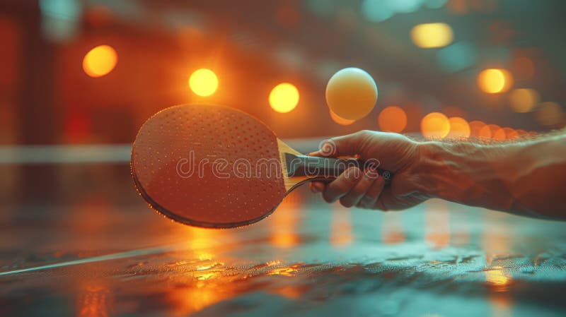 Hand Holding a Ping-pong Paddle Striking a Ball in Motion. Stock Image ...
