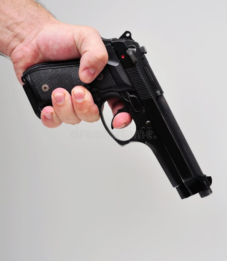 A Hand Holding a Semi Automat Gun Pointing Forward Stock Photo - Image ...