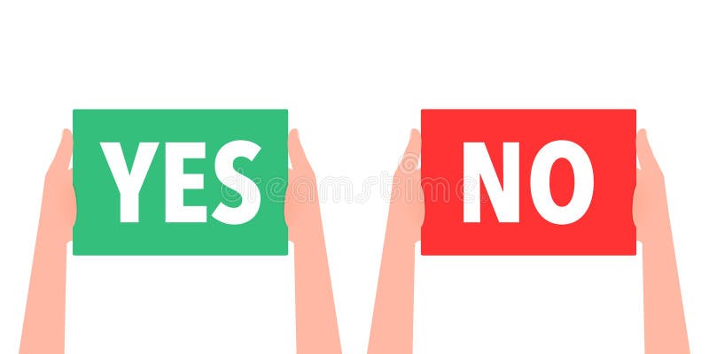 Hand Holding Placard with Space for Text Yes No Stock Vector ...