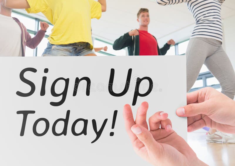Hand Holding Placard with Text Sign Up Today Stock Photo - Image of ...