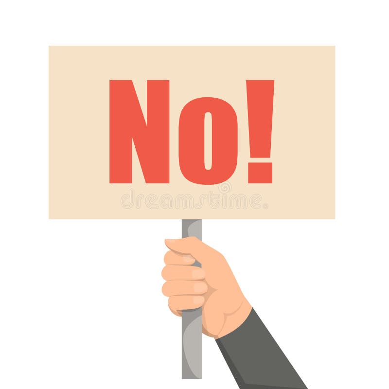 Hand Holding Placard with Word No Vector Isolated Stock Illustration ...