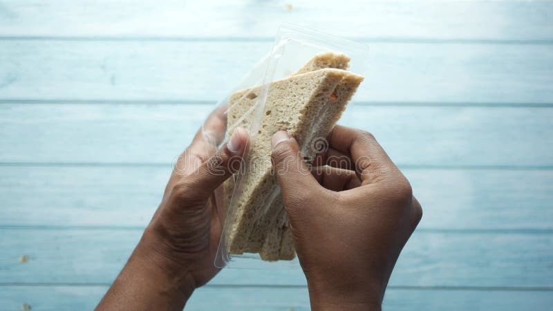 Hand Holding Plastic Packet of Egg Chicken Sandwich Stock Video - Video ...