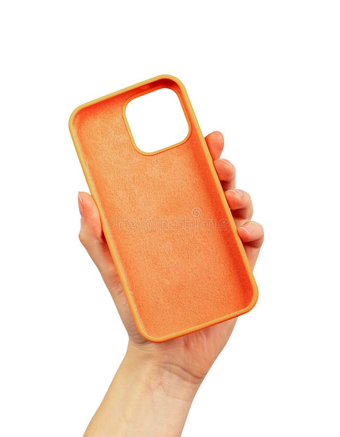 Hand Holding Plastic Phone Case, Isolated on White Stock Photo - Image ...