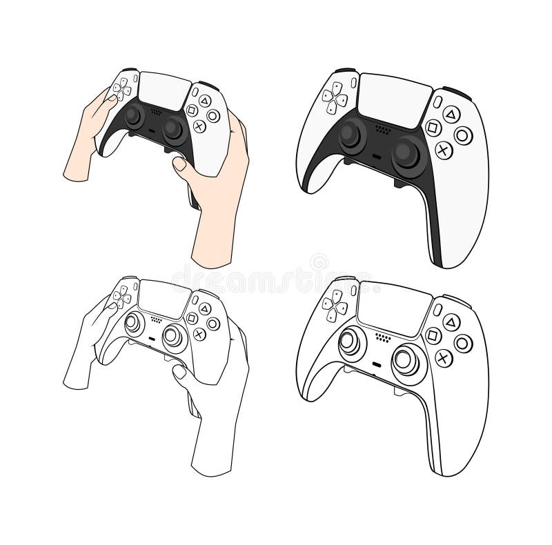 Hand Holding Play Station 5 Controller Game Console Stock Vector ...