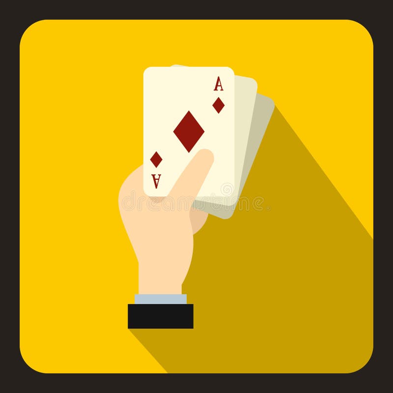 Hand Holding Playing Cards Icon, Flat Style Stock Vector - Illustration ...