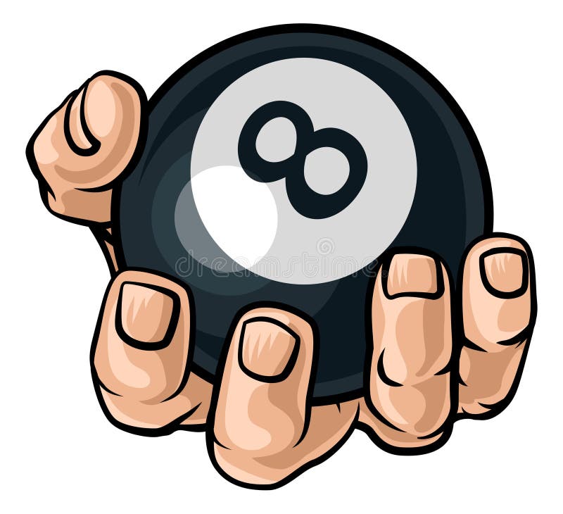 Hand Holding Pool Billiards Black 8 Ball Stock Vector - Illustration of ...