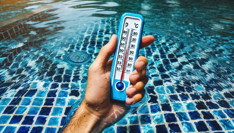 Monitoring Pool Temperature with a Painted Blue Bottom Stock Photo ...