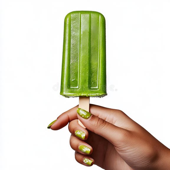 A Hand Holding a Popsicle with a Green Popsicle on it Stock Photo ...