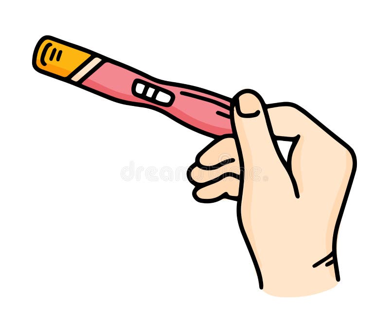 Hand Holding A Positive Pregnancy Test With Two Stripes Stock Vector