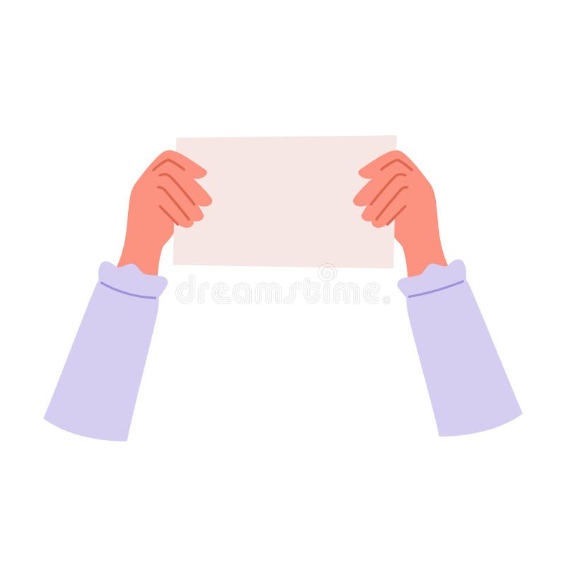 Hand Holding Poster or Banner. Vector Cartoon Illustration Stock Vector ...