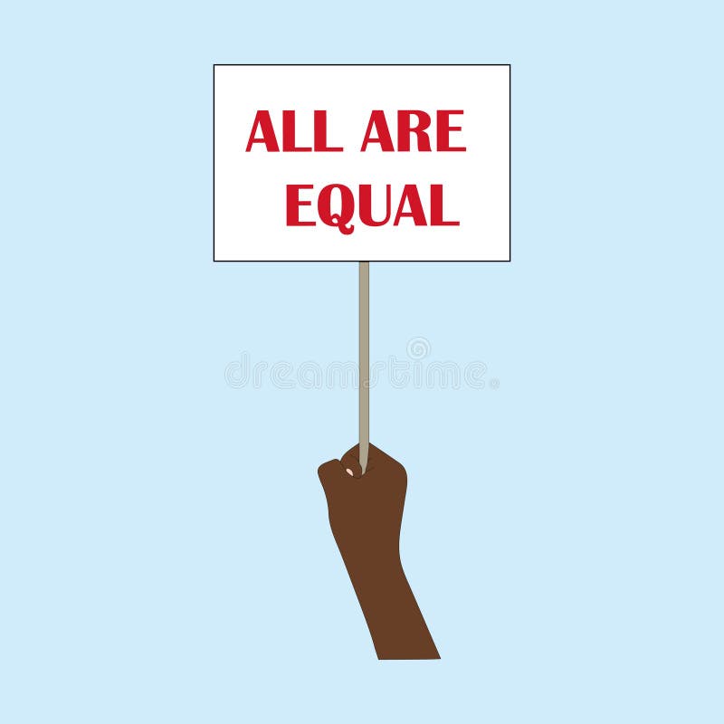 Hand Holding Poster with Slogans Against Racism, Vector Illustration of ...