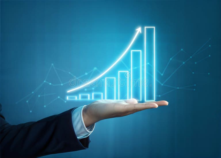 Hand Holding a Projected Graph Showing Growth Stock Illustration ...