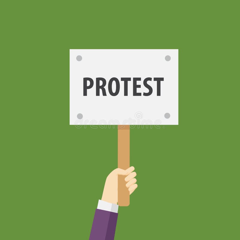 Hand Holding Protest Sign Flat Illustration. Protest or Demonstration ...