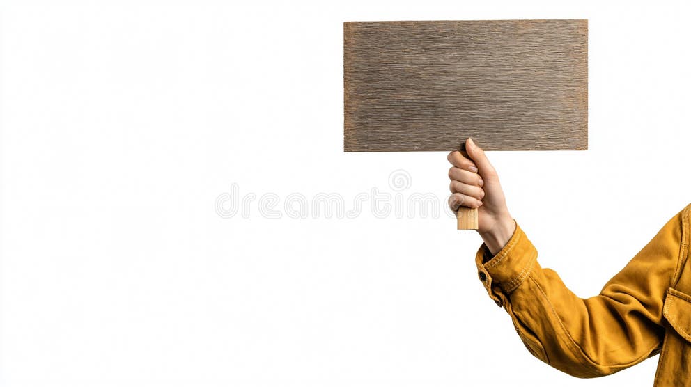Hand Holding Protest Sign on White Background - Activism and ...