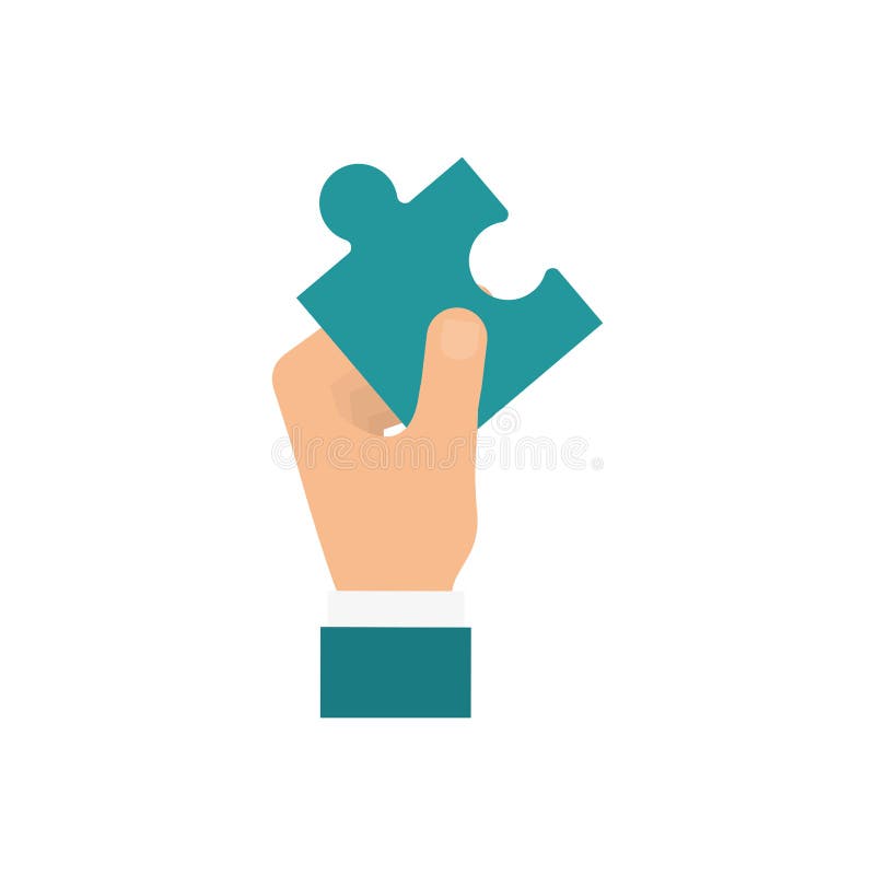 Hand holding a puzzle stock illustration. Illustration of template ...