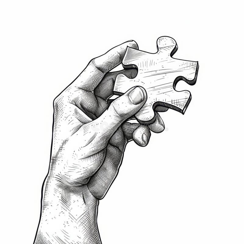 Hand holding puzzle piece stock illustration. Illustration of idea ...