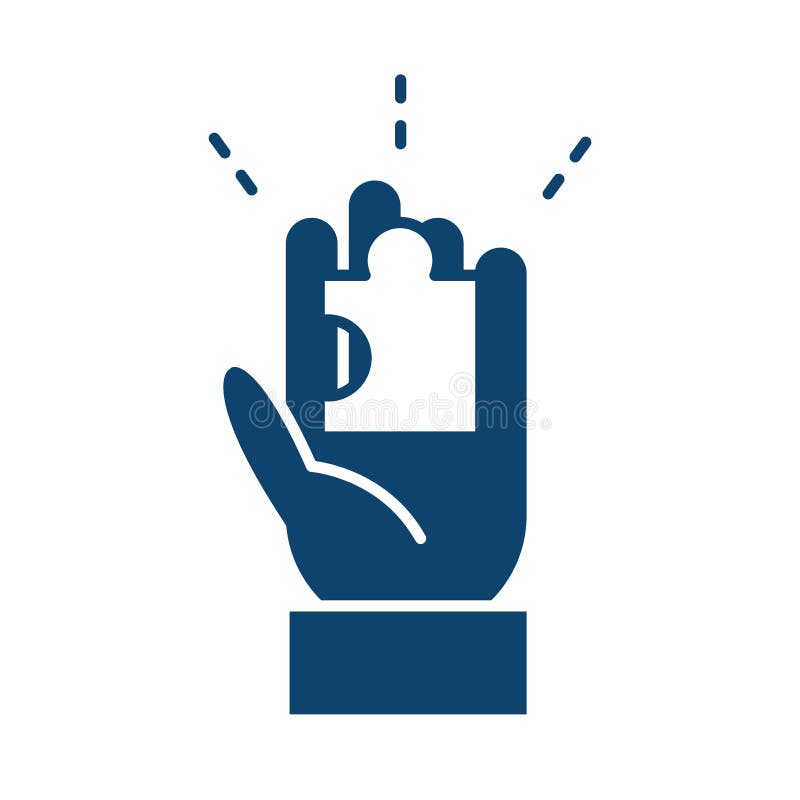 Hand Holding Puzzle Piece Strategy Silhouette Icon Stock Vector ...