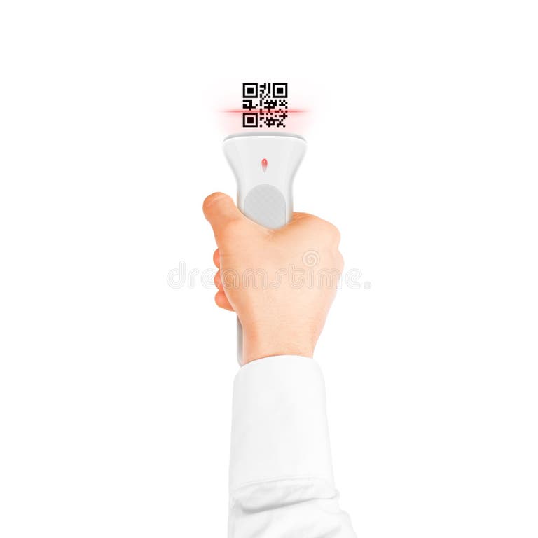 Hand Holding Qr Code Scanner Isolated. Barcode Scan Technology. Stock ...